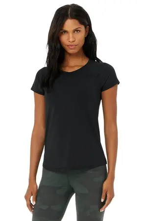 Alo Yoga Pulse Short Sleeve Top In Black - 40% Off | Editorialist
