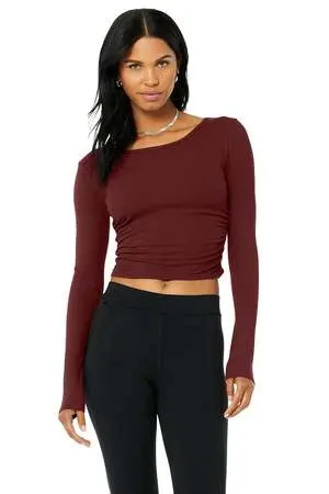 Alo Yoga ALO Gather Ribbed Crewneck Long Sleeve Top Cranberry