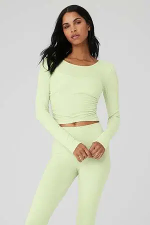 Alo Yoga ALO Gather Ribbed Crewneck Long Sleeve Top Iced Green Tea