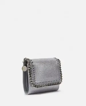 Stella McCartney Falabella Small Flap Wallet Silver