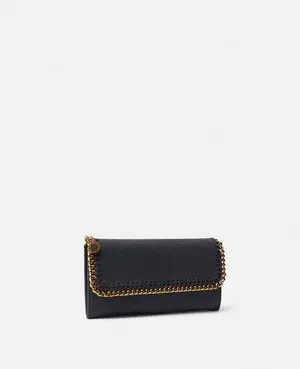Stella McCartney Falabella Flap Continental Wallet Shadow Black