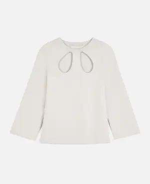 Stella McCartney Stella McCartney Fitted Compact Knit Top With Slits Dove Grey Knit