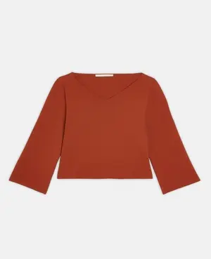 Stella McCartney Stella McCartney Fitted Compact Knit Top With Slits Rust
