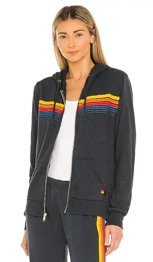 Aviator Nation 5 Stripe Full Zip Hoodie
