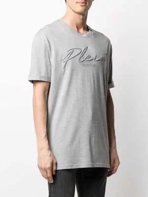 Philipp Plein Logo-embroidered Cotton T-shirt - Grey
