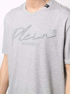Philipp Plein Logo-embroidered Cotton T-shirt - Grey