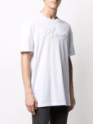 Philipp Plein Logo-embroidered Cotton T-shirt - White