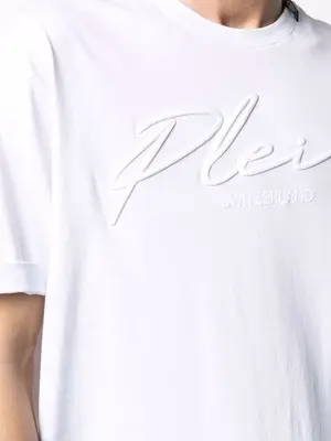 Philipp Plein Logo-embroidered Cotton T-shirt - White
