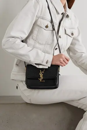 Saint Laurent Solferino Small Woven Leather Shoulder Bag