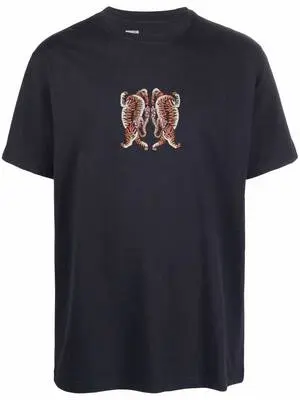 MAHARISHI Heart Of Tigers-embroidered Organic Cotton T-shirt - Blue