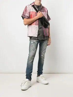 PURPLE BRAND Paint-splatter Distressed-effect Jeans