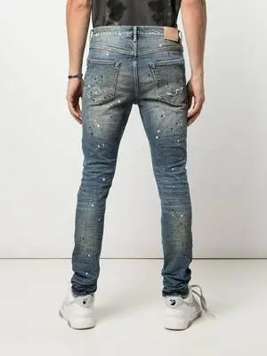 PURPLE BRAND Paint-splatter Distressed-effect Jeans