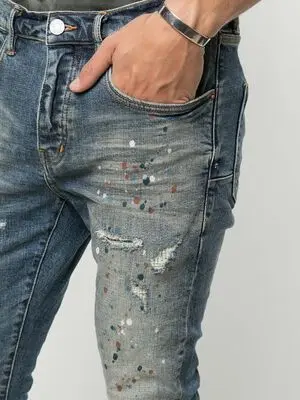 PURPLE BRAND Paint-splatter Distressed-effect Jeans