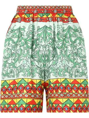 Dolce & Gabbana Carretto-print Twill Shorts - Blue