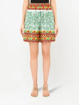 Dolce & Gabbana Carretto-print Twill Shorts - Blue