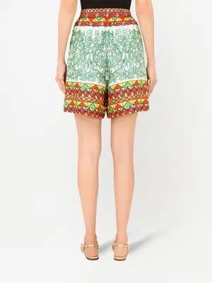 Dolce & Gabbana Carretto-print Twill Shorts - Blue