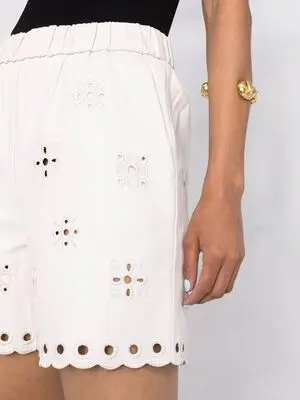 Red Valentino Broderie Lambskin Shorts