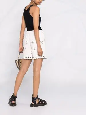 Red Valentino Broderie Lambskin Shorts