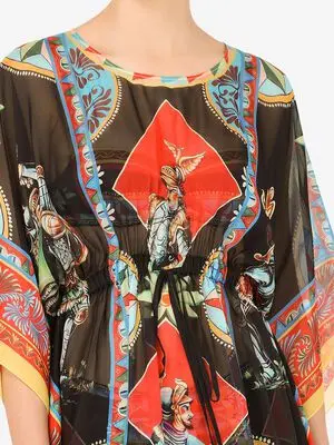 Dolce & Gabbana Carretto-print Chiffon Kaftan - Black