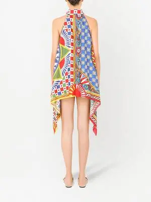 Dolce & Gabbana Carretto-print Twill Halterneck Top