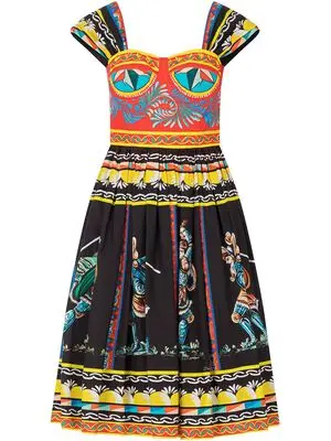 Dolce & Gabbana Carretto-print Bustier Midi Dress