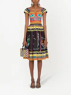 Dolce & Gabbana Carretto-print Bustier Midi Dress