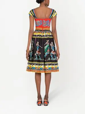 Dolce & Gabbana Carretto-print Bustier Midi Dress