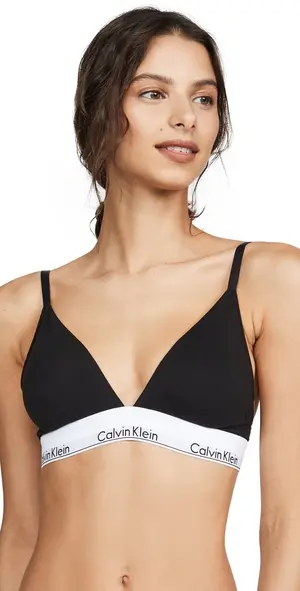Calvin Klein Modern Cotton Lightly Lined Triangle Bralette - Black