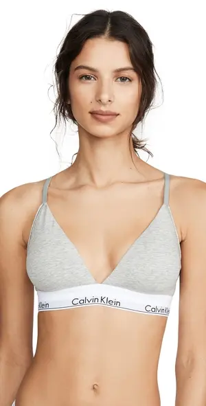 Calvin Klein Modern Cotton Lightly Lined Triangle Bralette - Grey