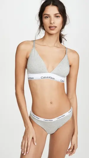 Calvin Klein Modern Cotton Lightly Lined Triangle Bralette - Grey