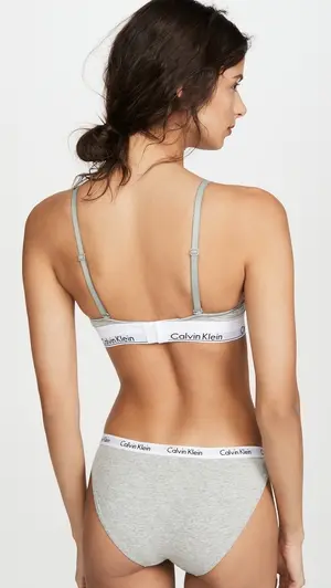 Calvin Klein Modern Cotton Lightly Lined Triangle Bralette - Grey