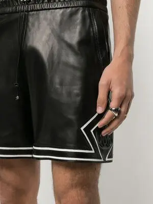Amiri Appliqué-logo Leather Shorts