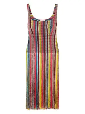 KENNETH IZE Fringed Striped Woven Top