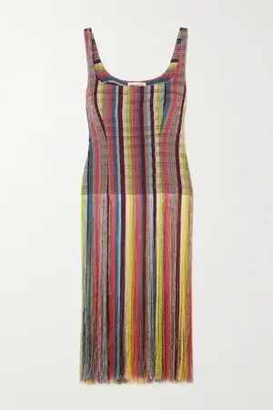 KENNETH IZE Fringed Striped Woven Top