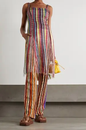 KENNETH IZE Striped Woven Straight-leg Pants