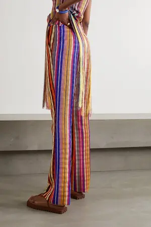 KENNETH IZE Striped Woven Straight-leg Pants