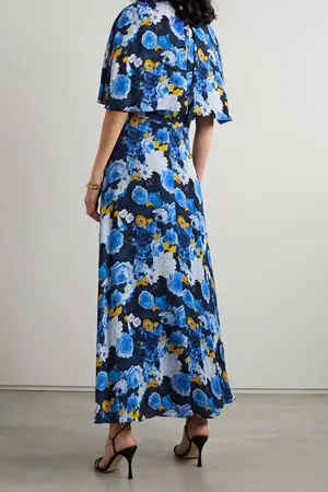 Lela Rose Floral Print Georgette Midi Dress