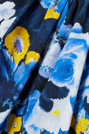 Lela Rose Floral Print Georgette Midi Dress