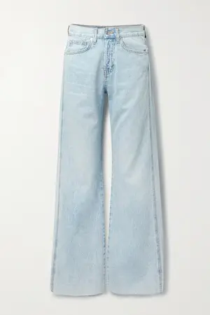 Veronica Beard Taylor Frayed High-rise Wide-leg Jeans