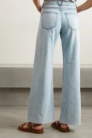 Veronica Beard Taylor Frayed High-rise Wide-leg Jeans