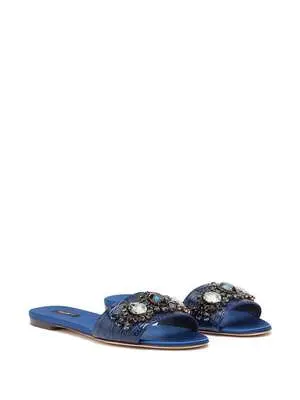 Dolce & Gabbana Bianca Crystal-embellished Slides