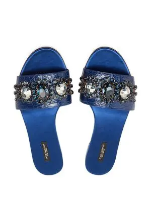Dolce & Gabbana Bianca Crystal-embellished Slides