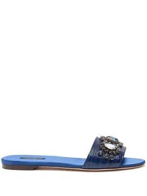 Dolce & Gabbana Bianca Crystal-embellished Slides