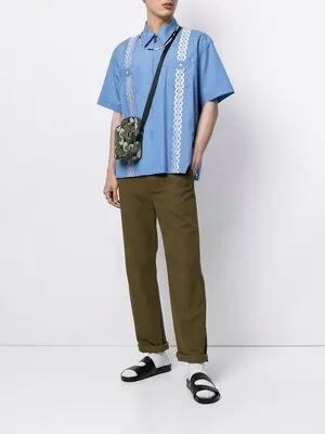PORTS V Geometric Band Cotton Shirt