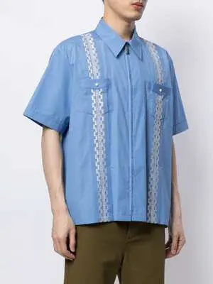 PORTS V Geometric Band Cotton Shirt