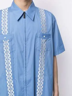 PORTS V Geometric Band Cotton Shirt