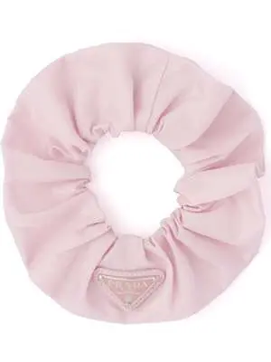 Prada Re-Nylon Triangle Logo Scrunchie Pink