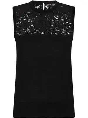 Dolce & Gabbana Lace-panel Virgin Wool Blouse