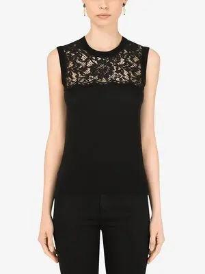 Dolce & Gabbana Lace-panel Virgin Wool Blouse