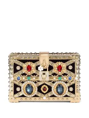 Dolce & Gabbana Bejewelled Top Handle Bag - Gold